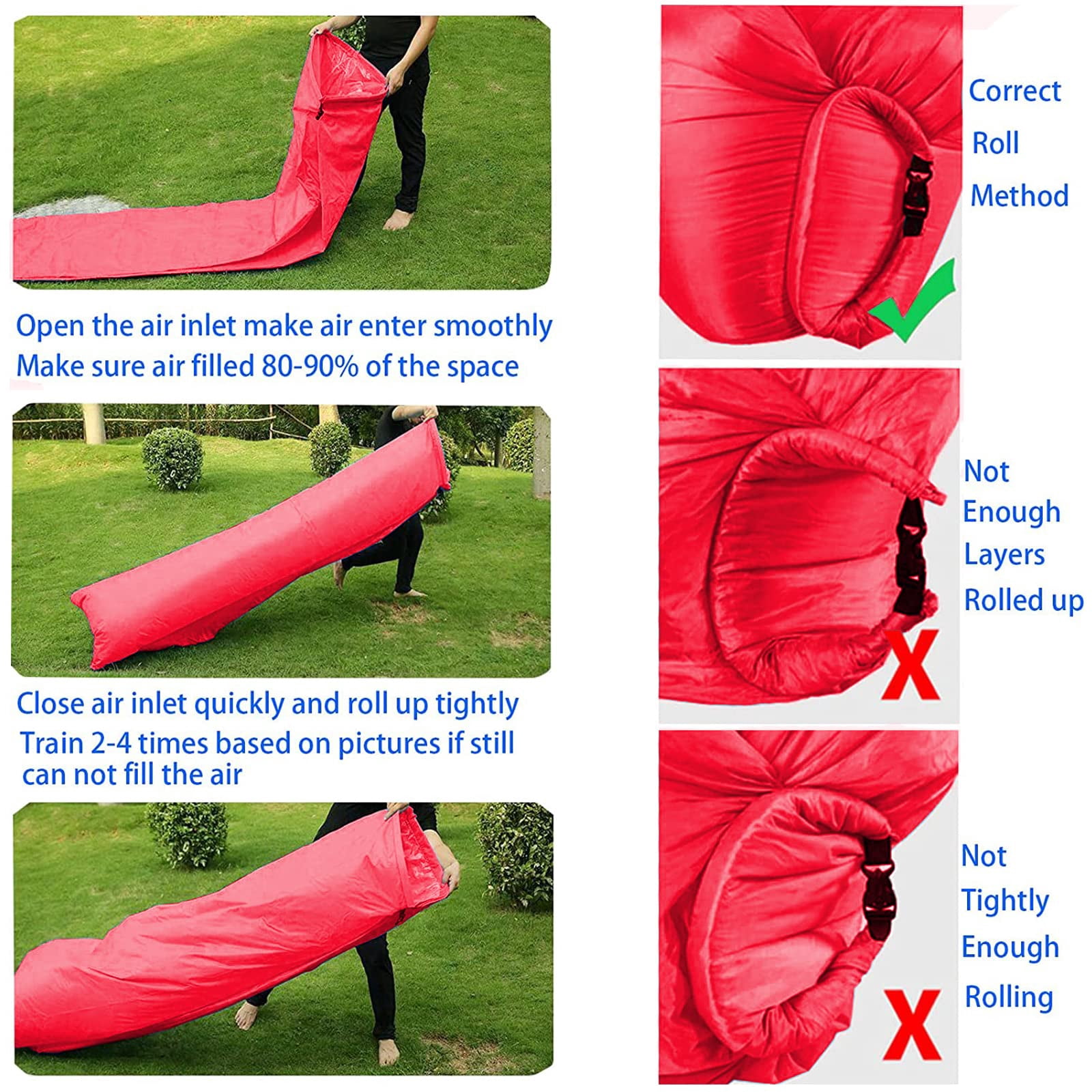 Inflatable Lounger Air Sofa Chair–Camping & Beach Accessories–Portable ...