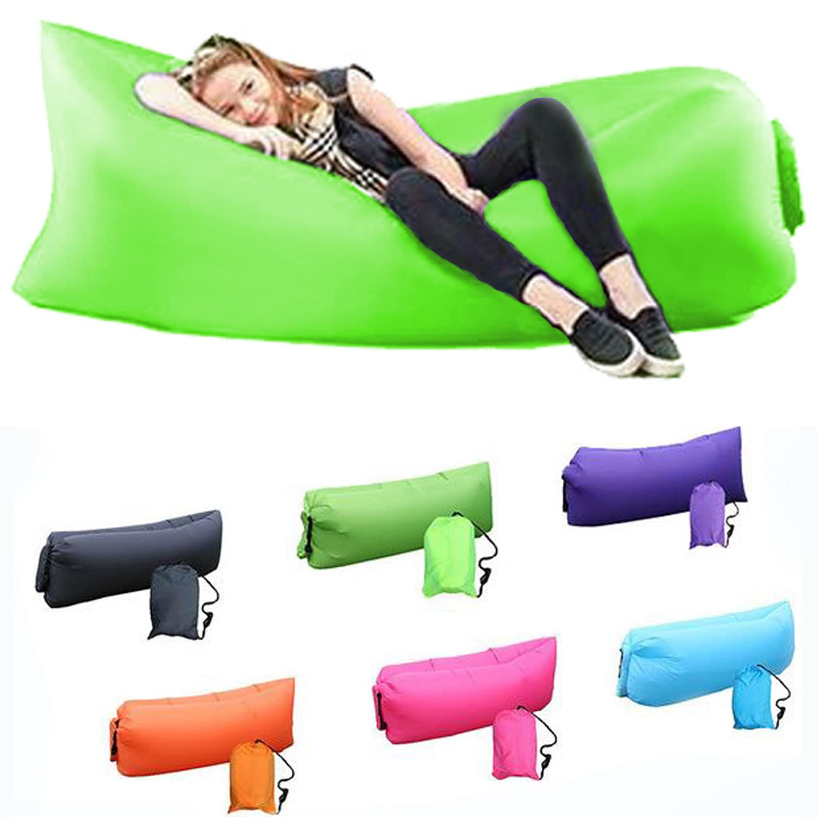 Inflatable Lounger Air Sofa Chair–Camping & Beach Accessories–Portable ...