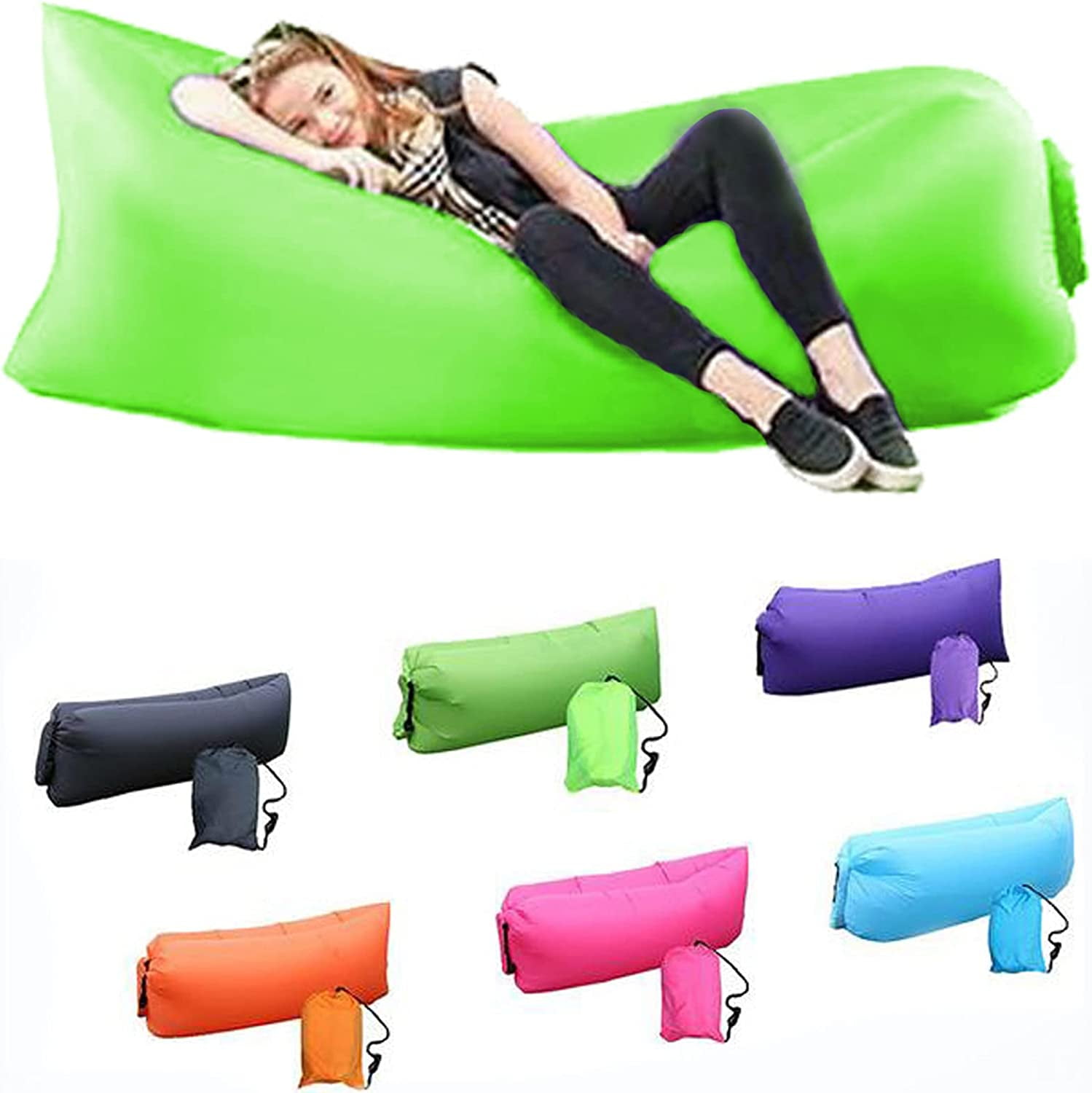 Inflatable Lounger Air Sofa Hammock-Portable,Camping Chairs,Water Proof& Anti-Air Leaking Design ...