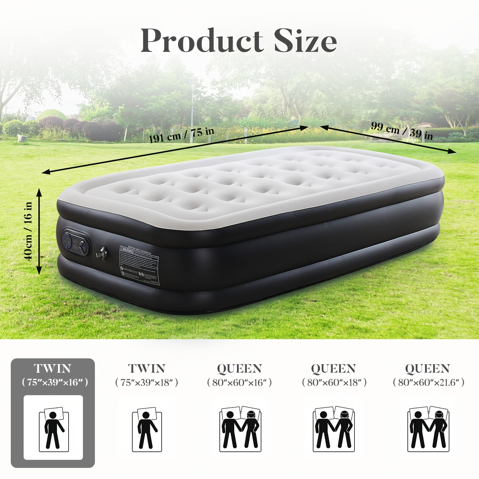 Inflatable Mattress, Outdoor Airbed, Double Height, Built-in High ...