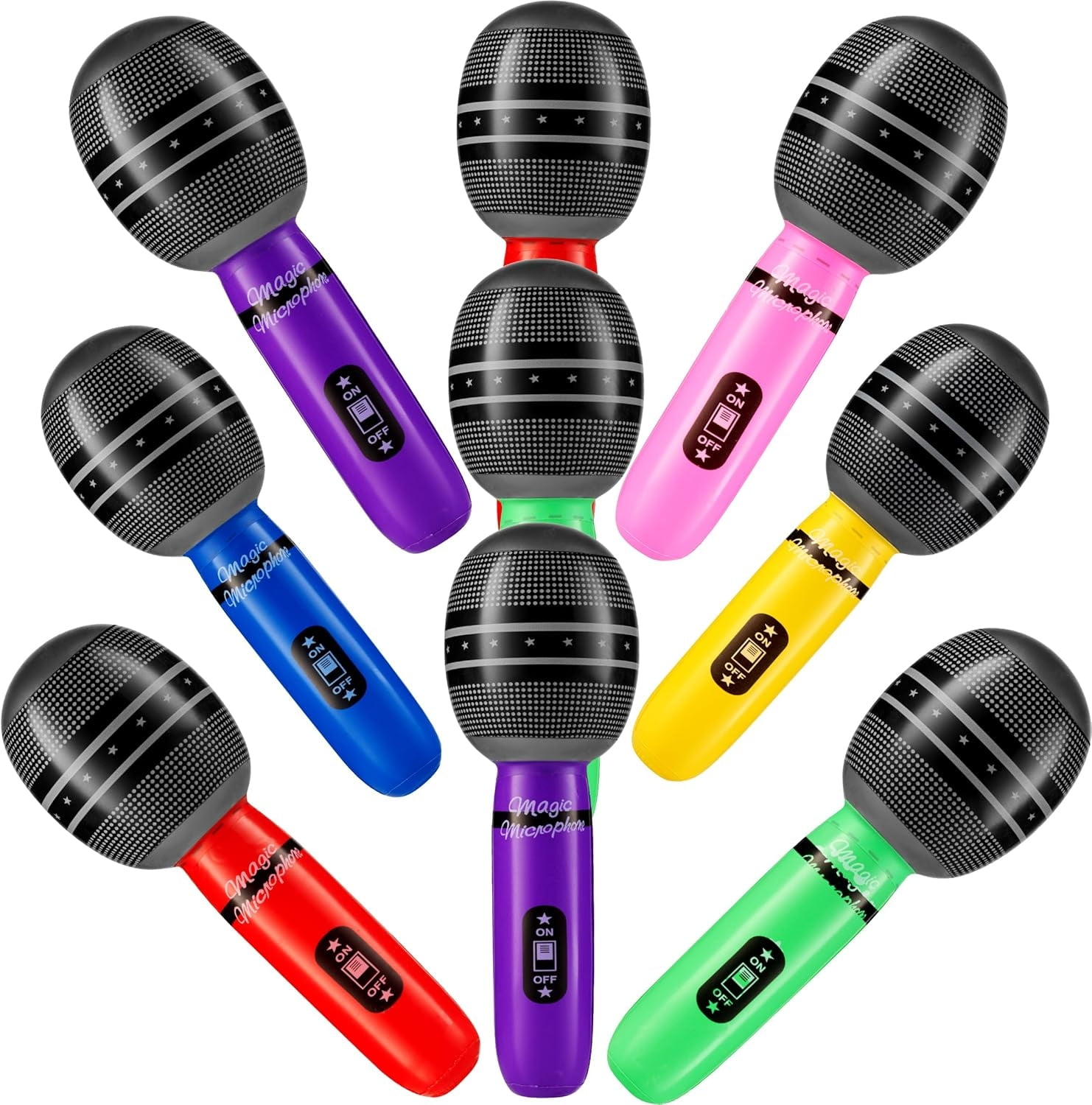 Inflatable Microphones for Parties - (Pack of 12) 10-inch Neon Colors ...