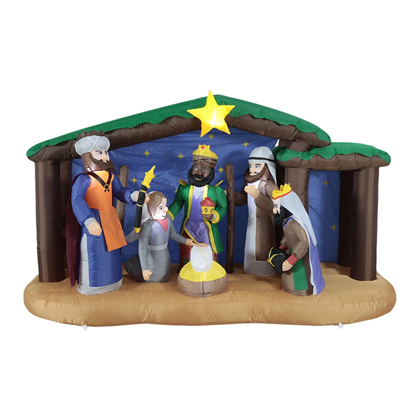 Inflatable Nativity Scene Manger Set Blow Up Polyester for Christmas ...