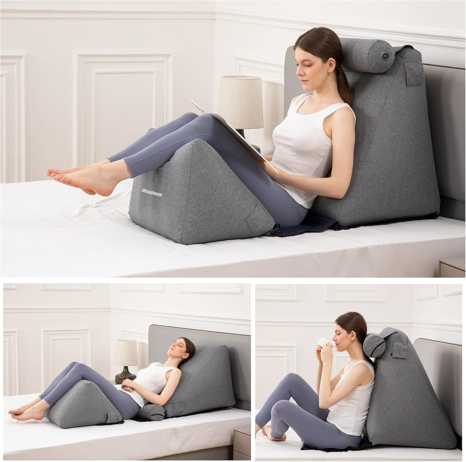 Inflatable Orthopedic Bed Wedge Pillow for Sleeping, Back Neck Leg Pain ...