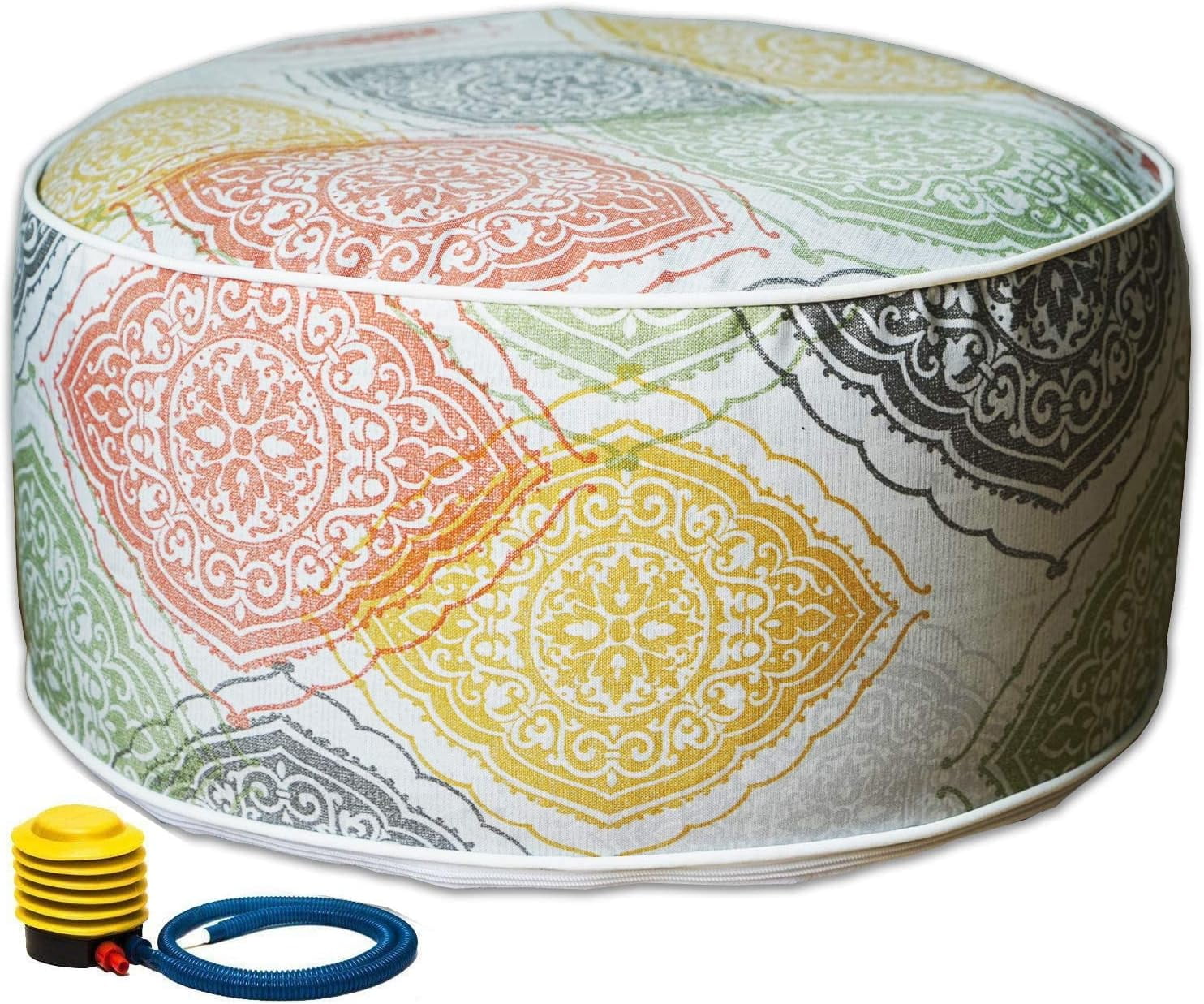 Inflatable Ottoman Stool - Portable Round Pouf for Indoor/Outdoor Use ...