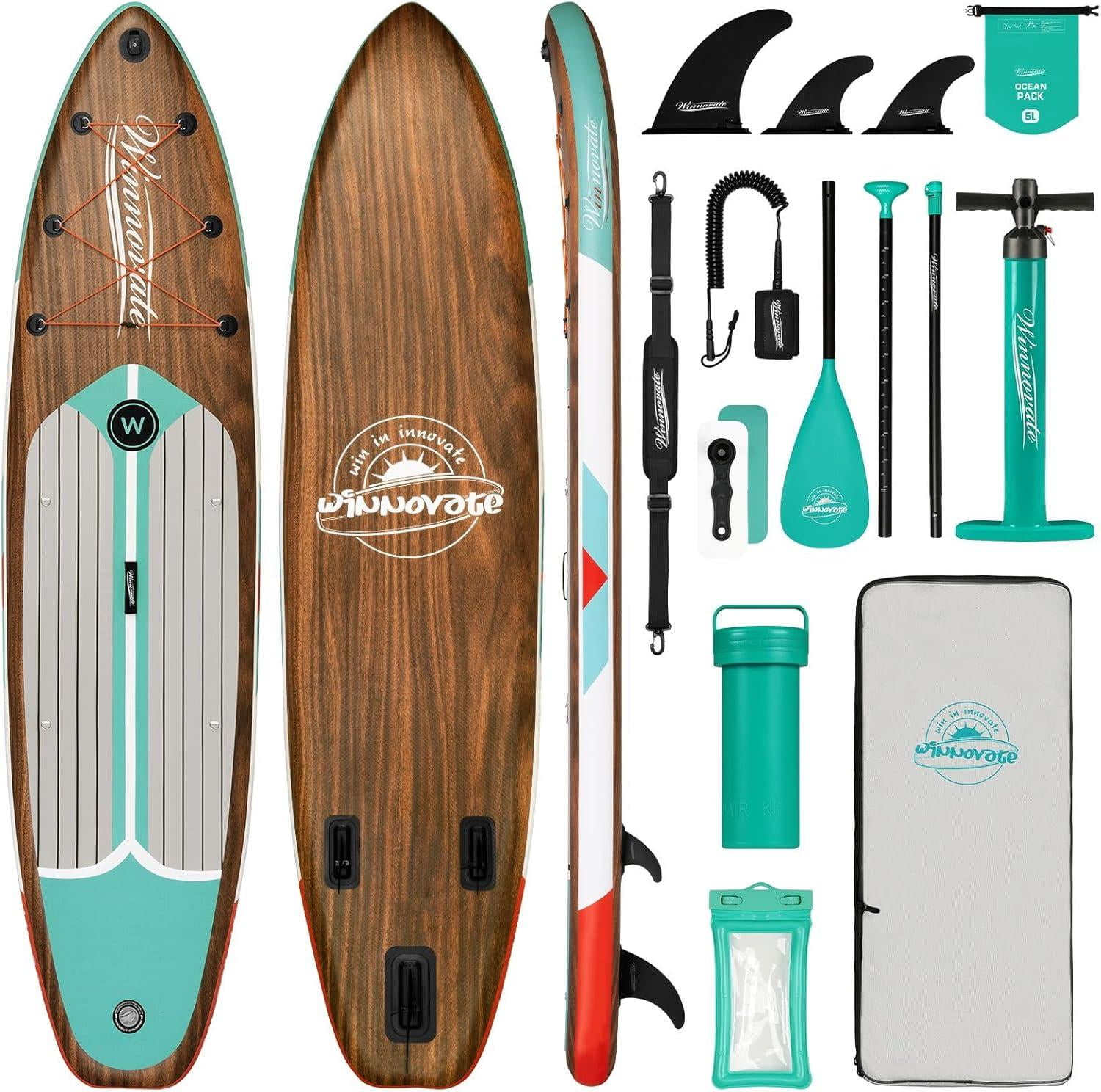 Inflatable Paddle Boards for Adults and Youth, 11'x33 Wood Grain Stand ...