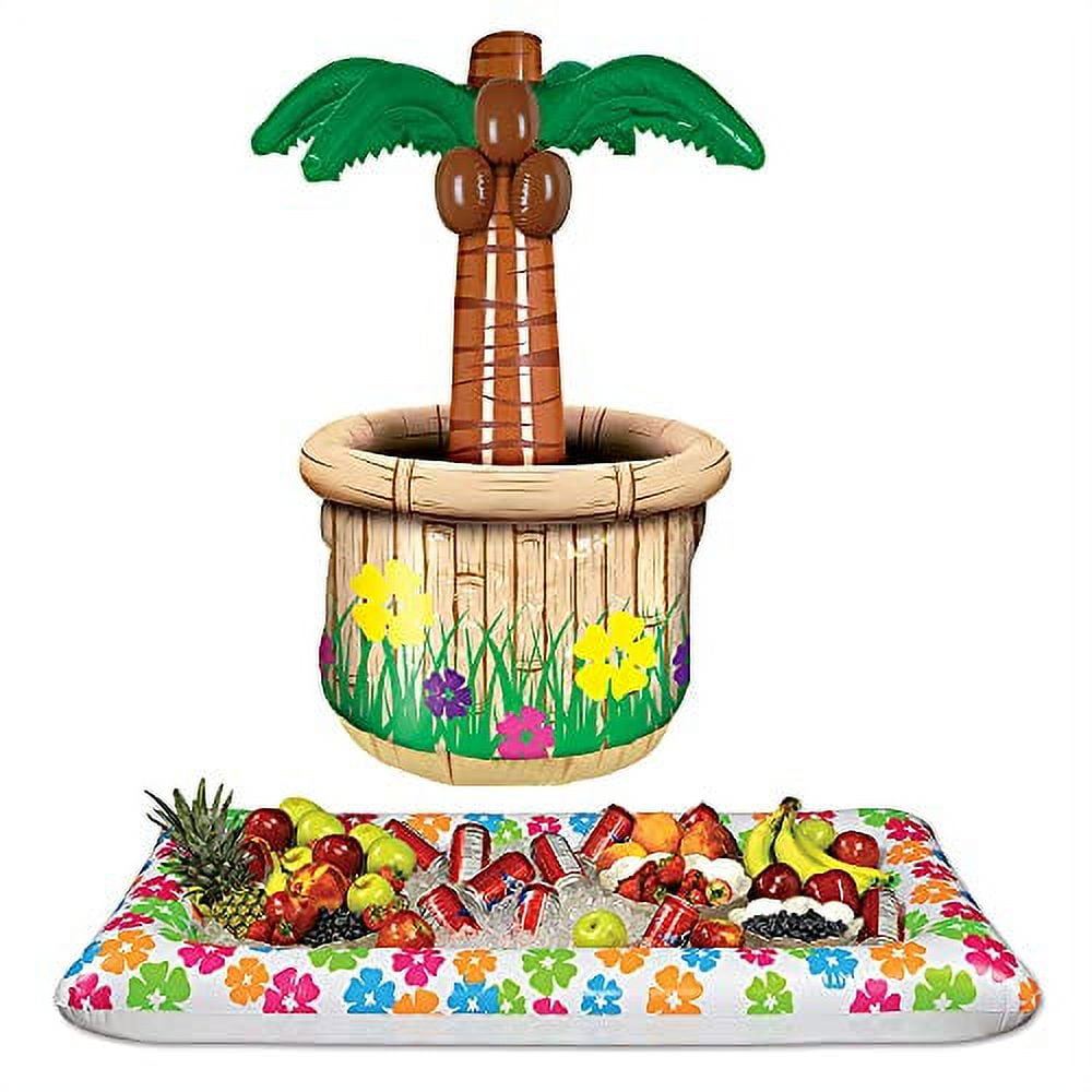 Inflatable Palm Tree Cooler & Luau Buffet Cooler 2 Piece Bundle ...