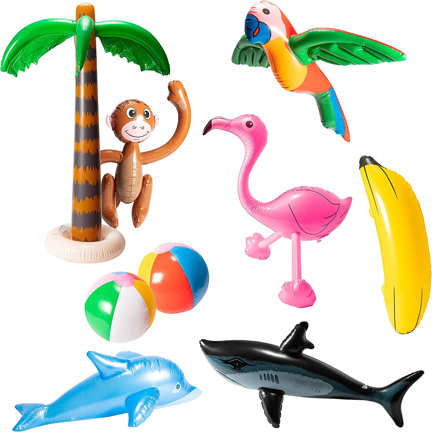 Inflatable Palm Tree Flamingo Banana Beach Ball Parrot Beach Pool Toys ...