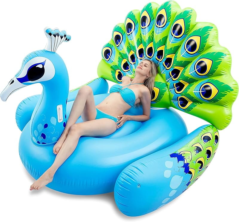 Inflatable Peacock Pool Float - Giant Peacock Fun Beach Floaties, Pool Party Decorations Adult ...