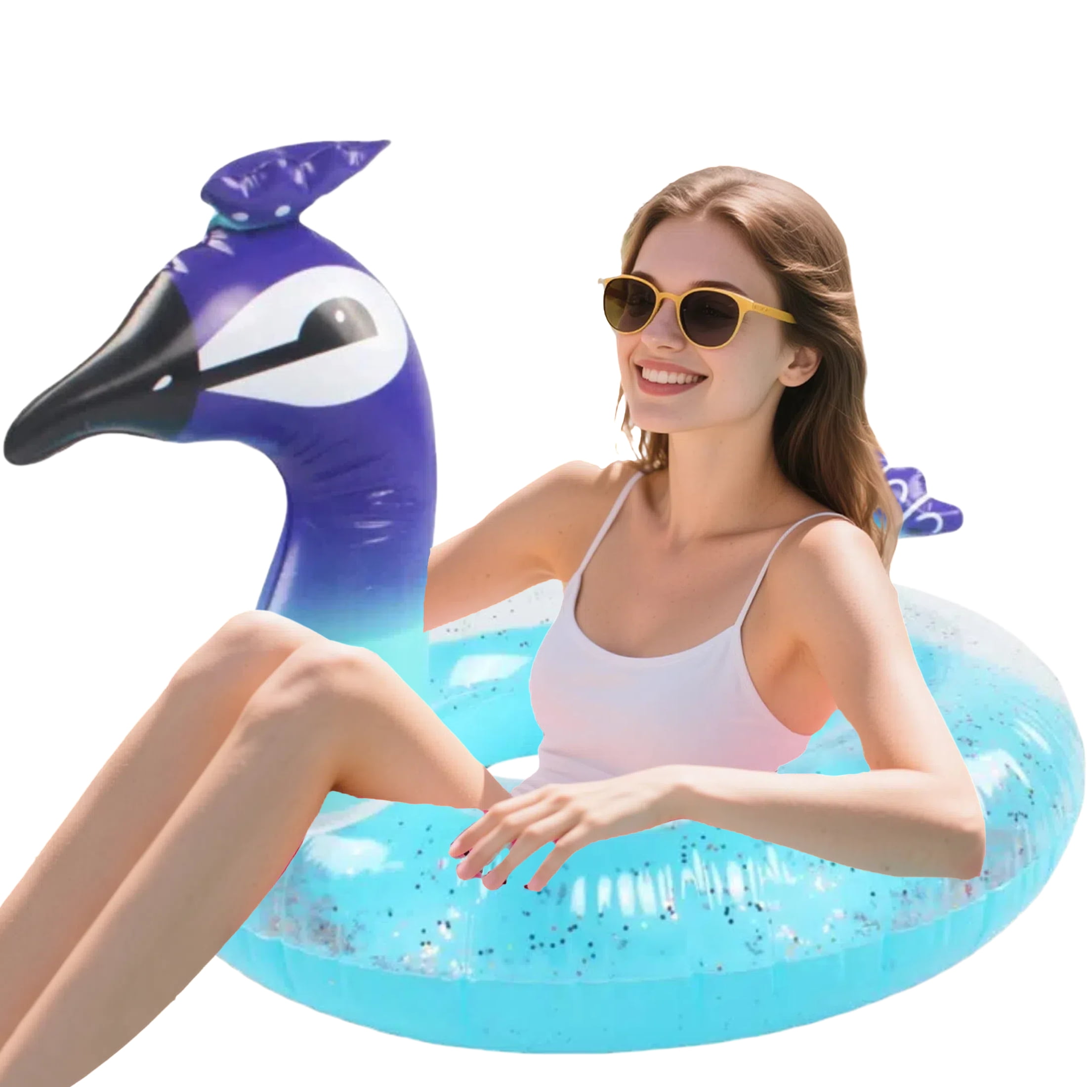 Inflatable Peacock Pool Float Ride On Fun Pool Floats Summer Beach Swimming Pool Party Lounge ...