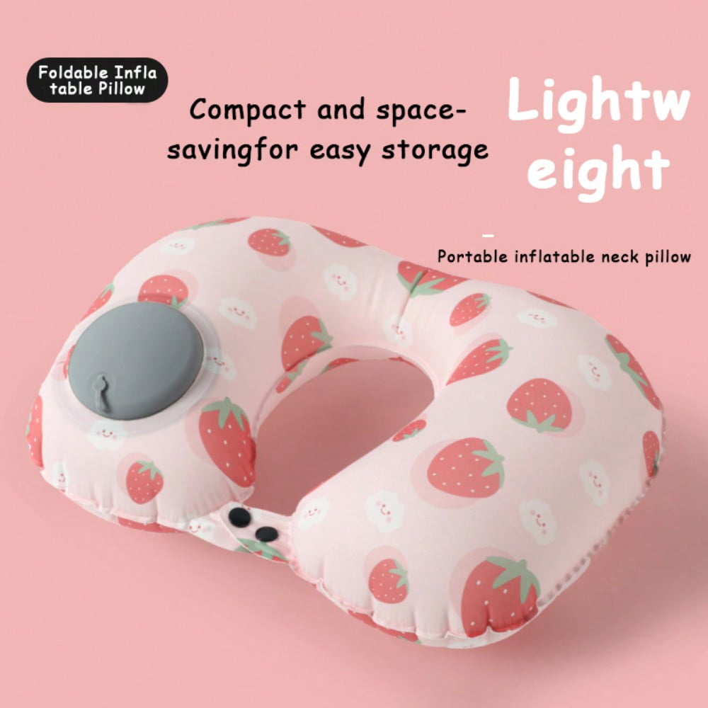 Inflatable Pillow – Milk Silk Press-Type U-Shaped Travel Neck Pillow ...