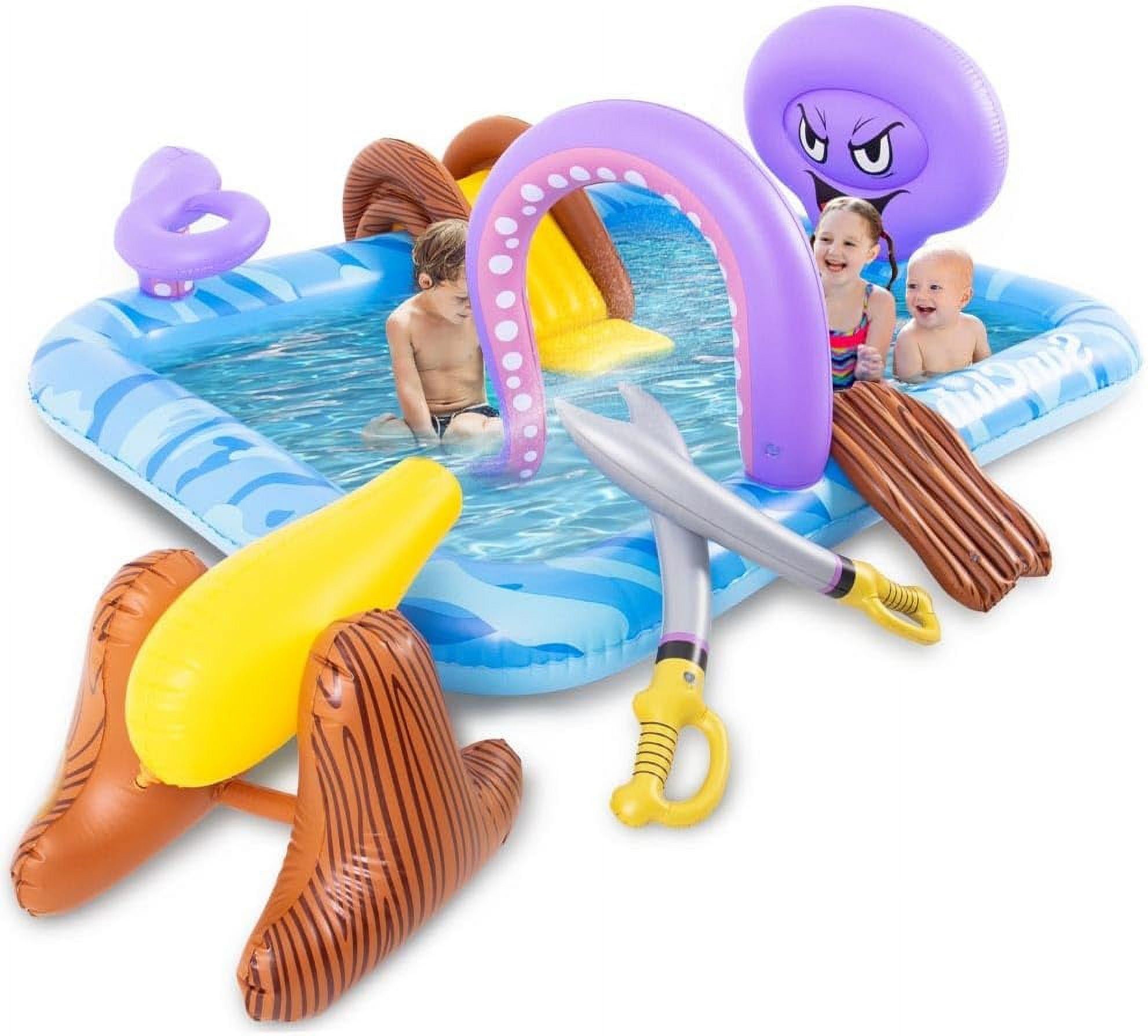 Inflatable Play Center, Inflatable Octopus Spray Pool with Base Pool ...