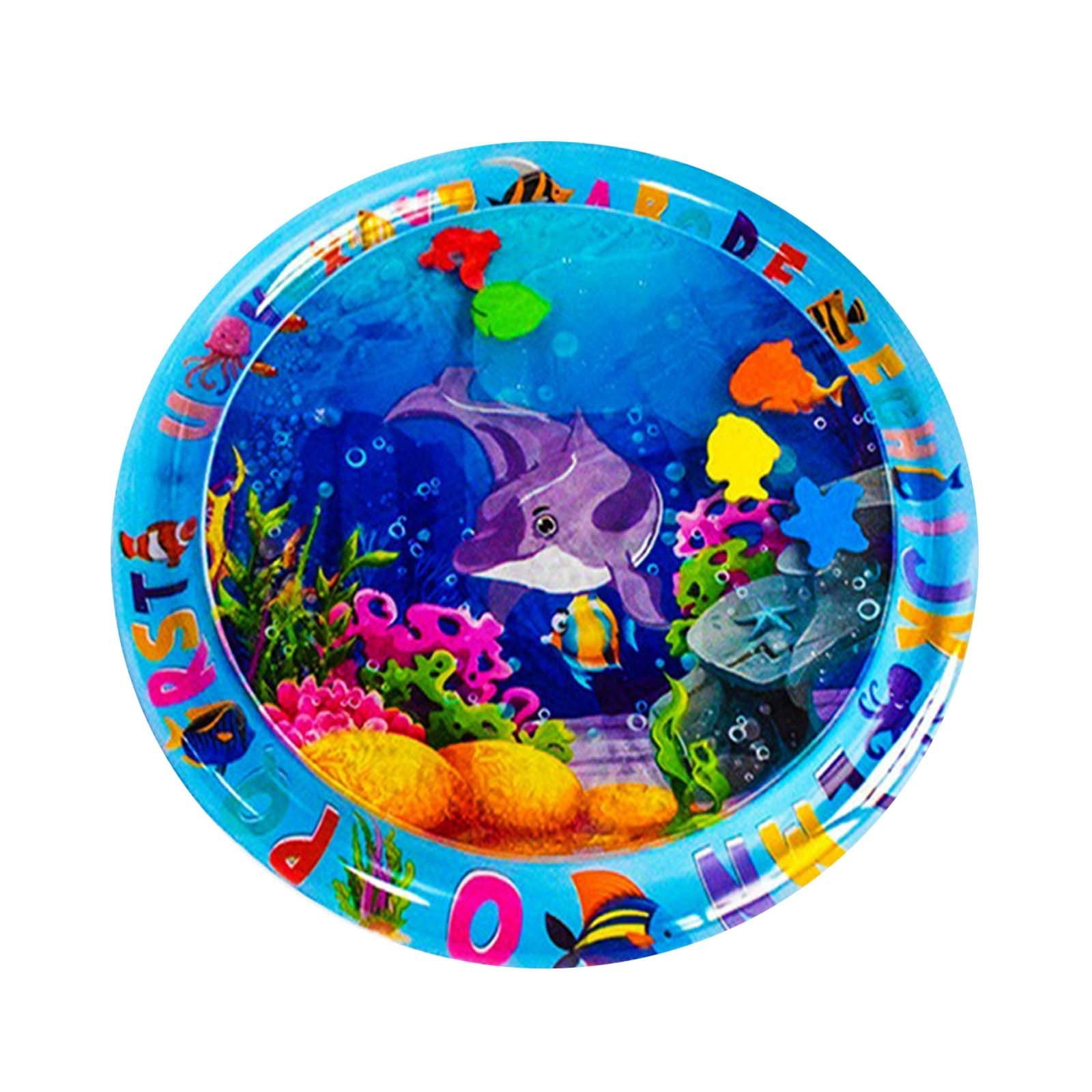 Inflatable Playmat, Tummy Time Water Mat,Portable Round Water Pad ...