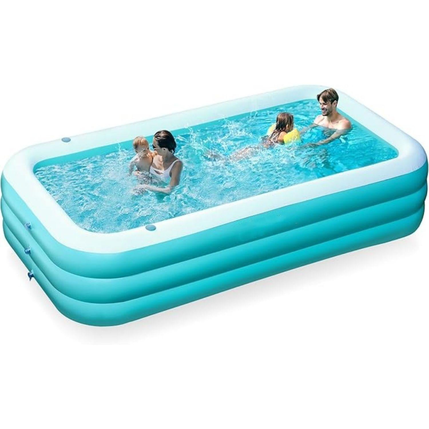Inflatable Pool for Adults with Seats, 120" x 72" x 22" Full-Sized Blow ...