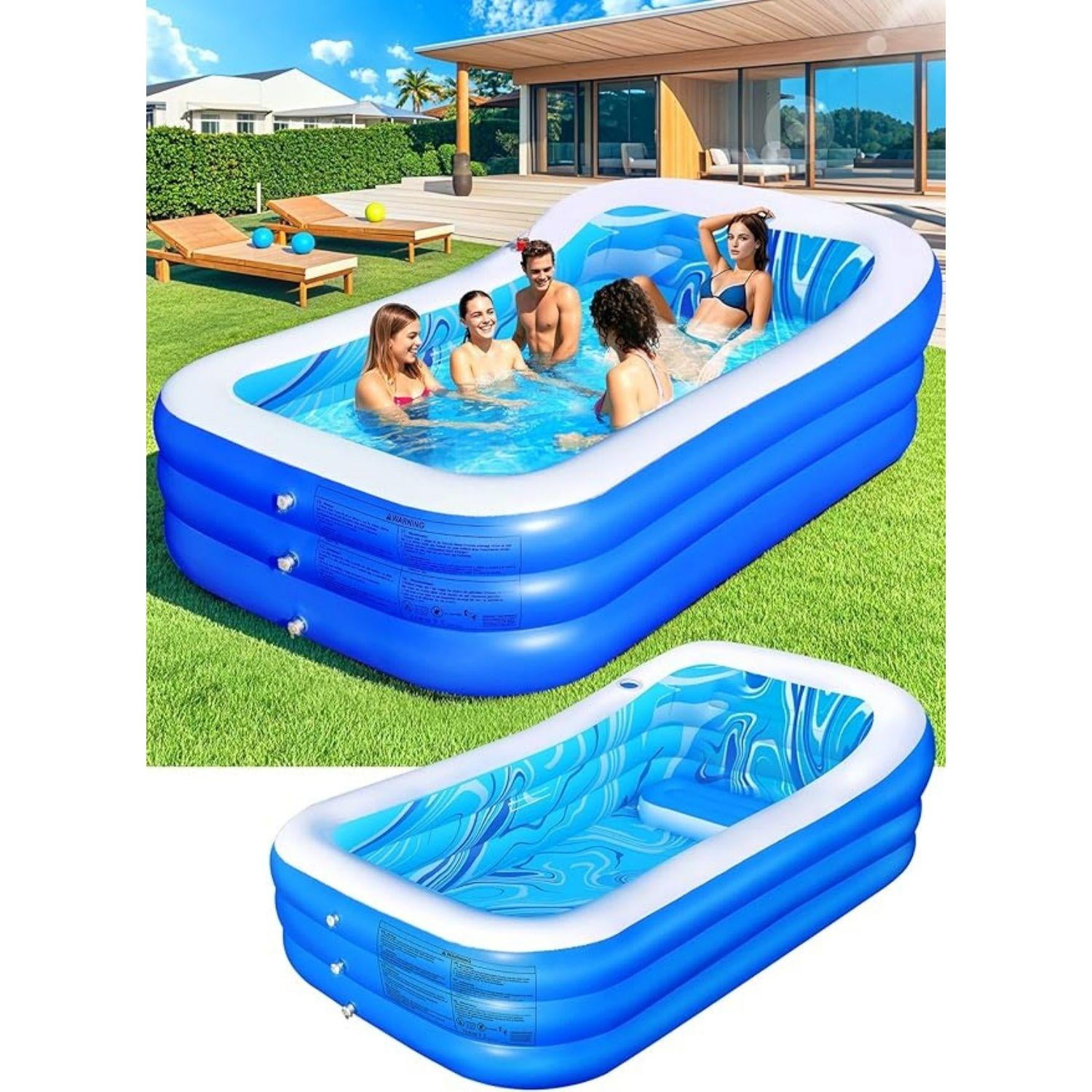 Inflatable Pool with Big Backrest and Seat,Oversized Thickened Large ...