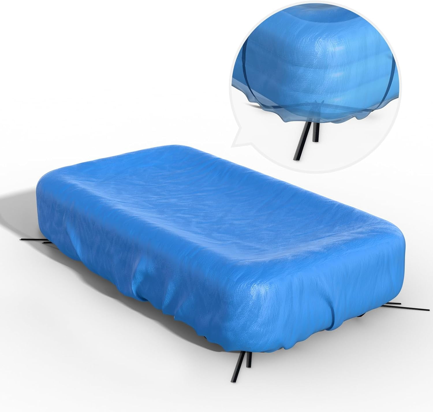 Inflatable Pool Cover Rectangular Fits Pool Under 145" L x 84" W, 20s ...