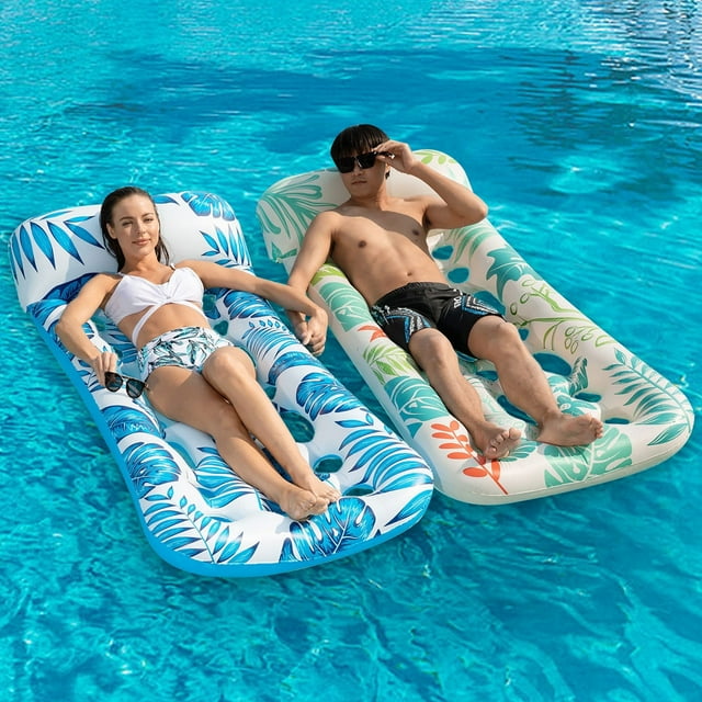 2Pack Inflatable Pool Float Lounge, Adult Floaties Rafts, Swimming Pool Beach Party Toys ...
