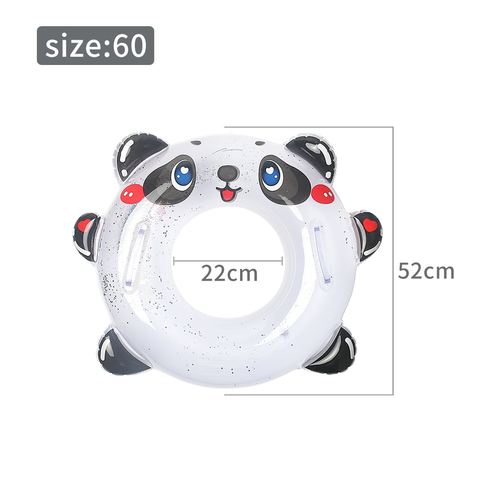 Inflatable Pool Float Tube Sequin Cute Panda Transparent Swimming Ring ...