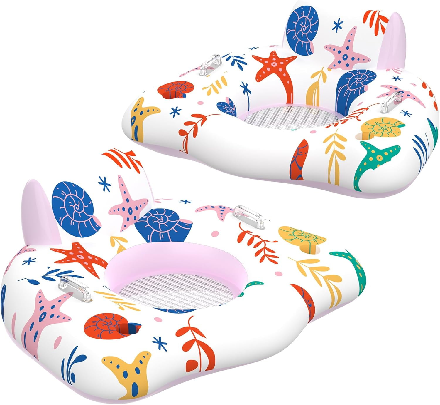 Inflatable Pool Floats Adult, 2 Pack Floating Lounge Chairs with Cup ...