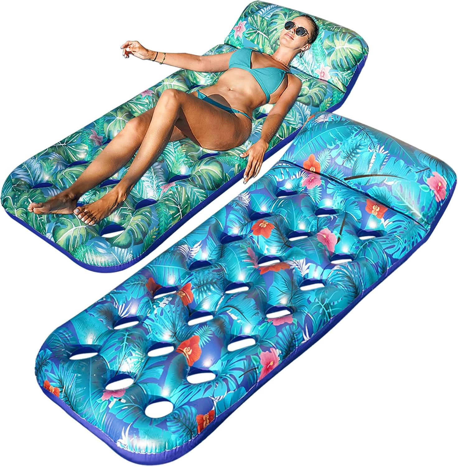 Inflatable Pool Floats Adult, 2 Pack Large Pool Float Raft with ...