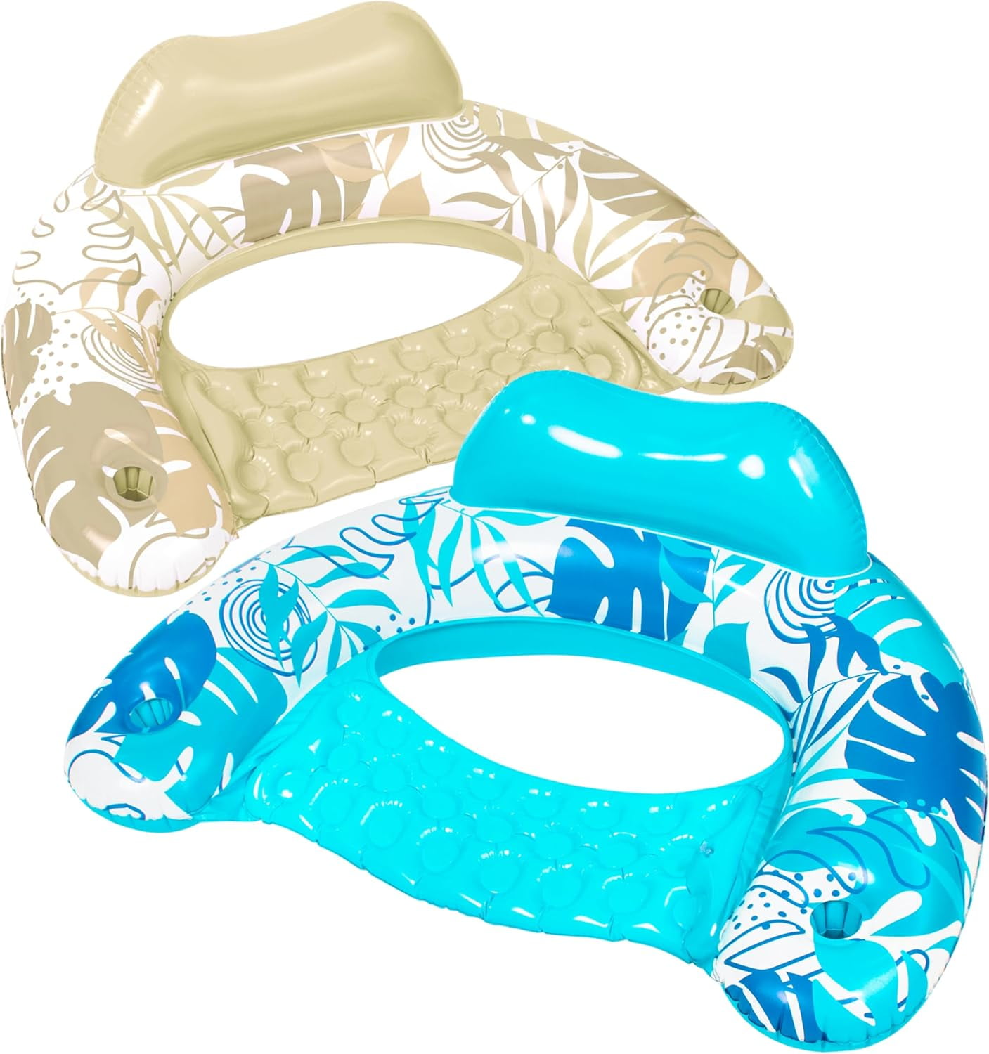Inflatable Pool Floats Adult,2 Pack Pool Chairs with Cup Holders,Blow ...