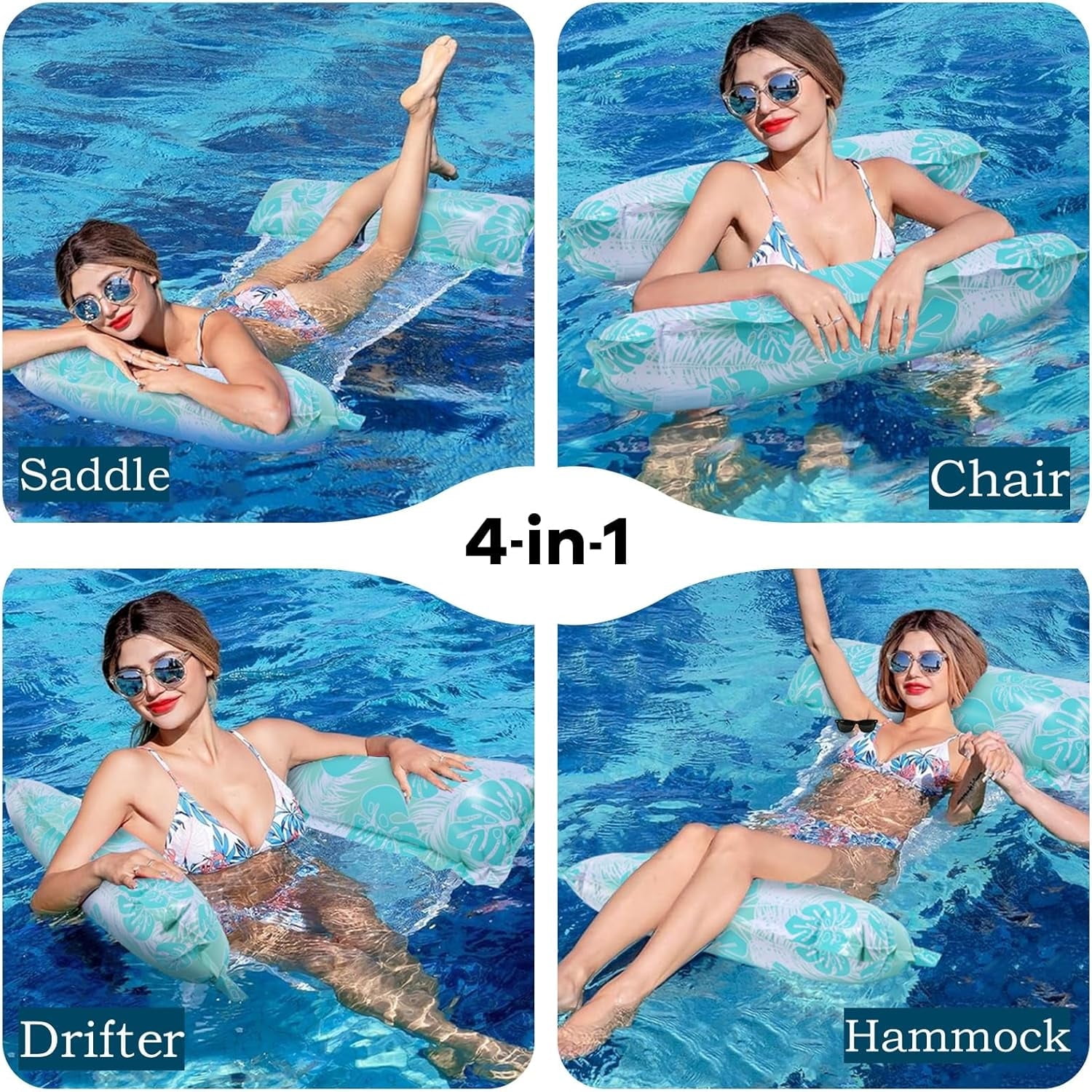 Inflatable Pool Floats Adult，5 Pack Multi-Purpose Pool Float Water Hammock，Pool Float Chair ...
