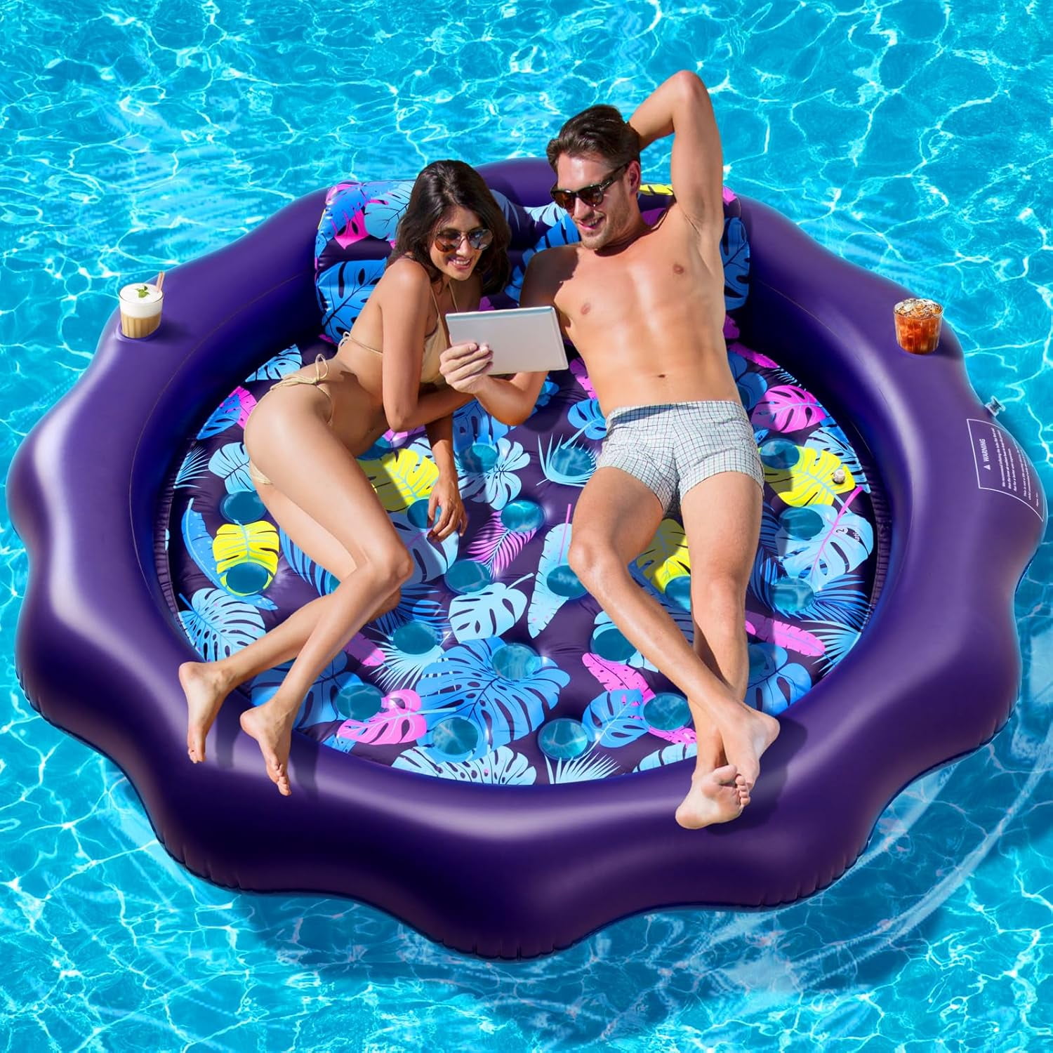 Inflatable Pool Floats Adult Heavy Duty, 77" X-Large Tanning Floating ...