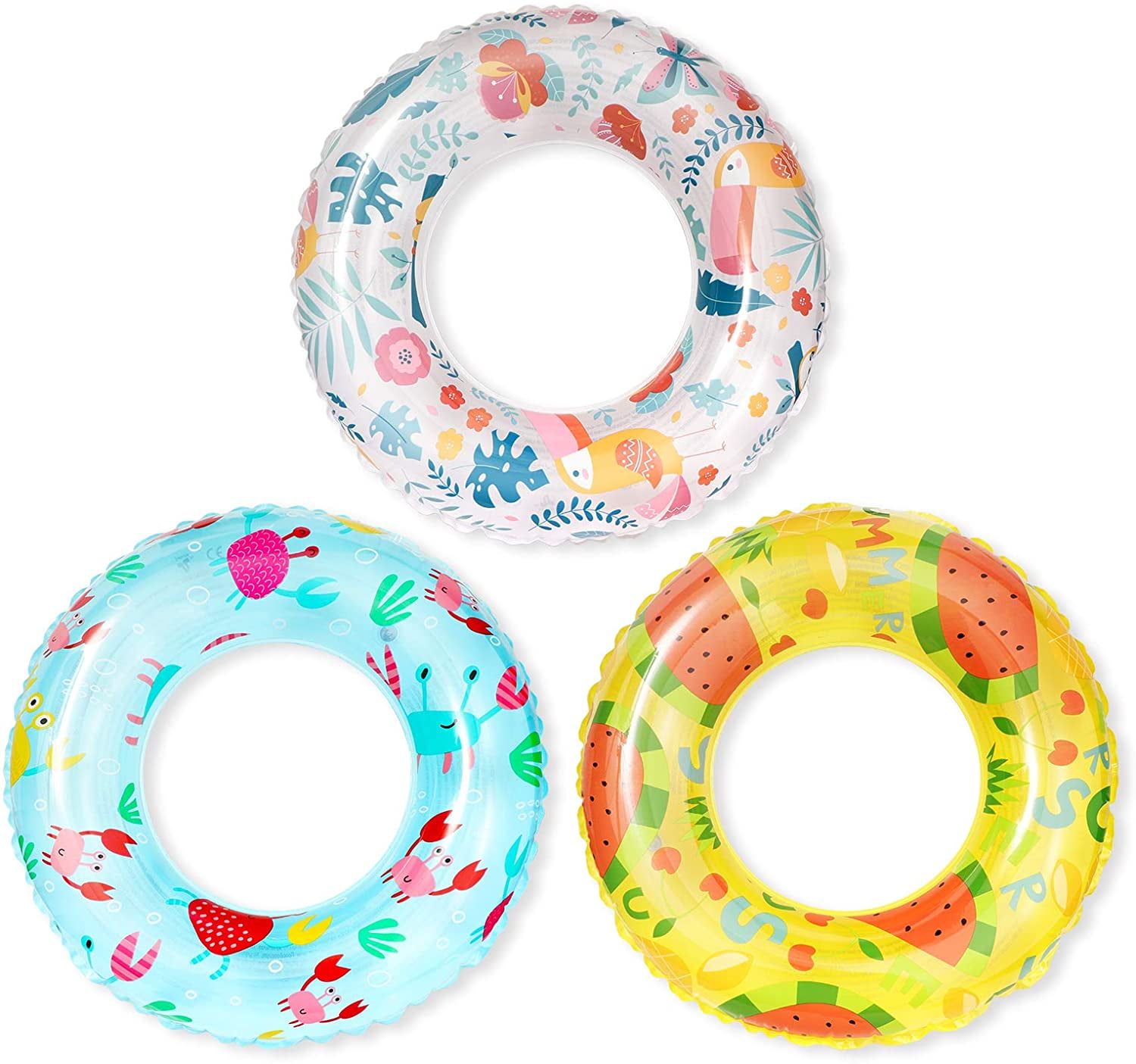 Inflatable Pool Floats for Kids Children - 3 Pack Swim Ring Tube Toys ...
