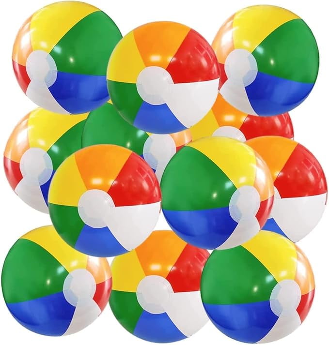 Inflatable Pool Games Toys for Kids & Toddlers, 12" 24 Pack Rainbow ...