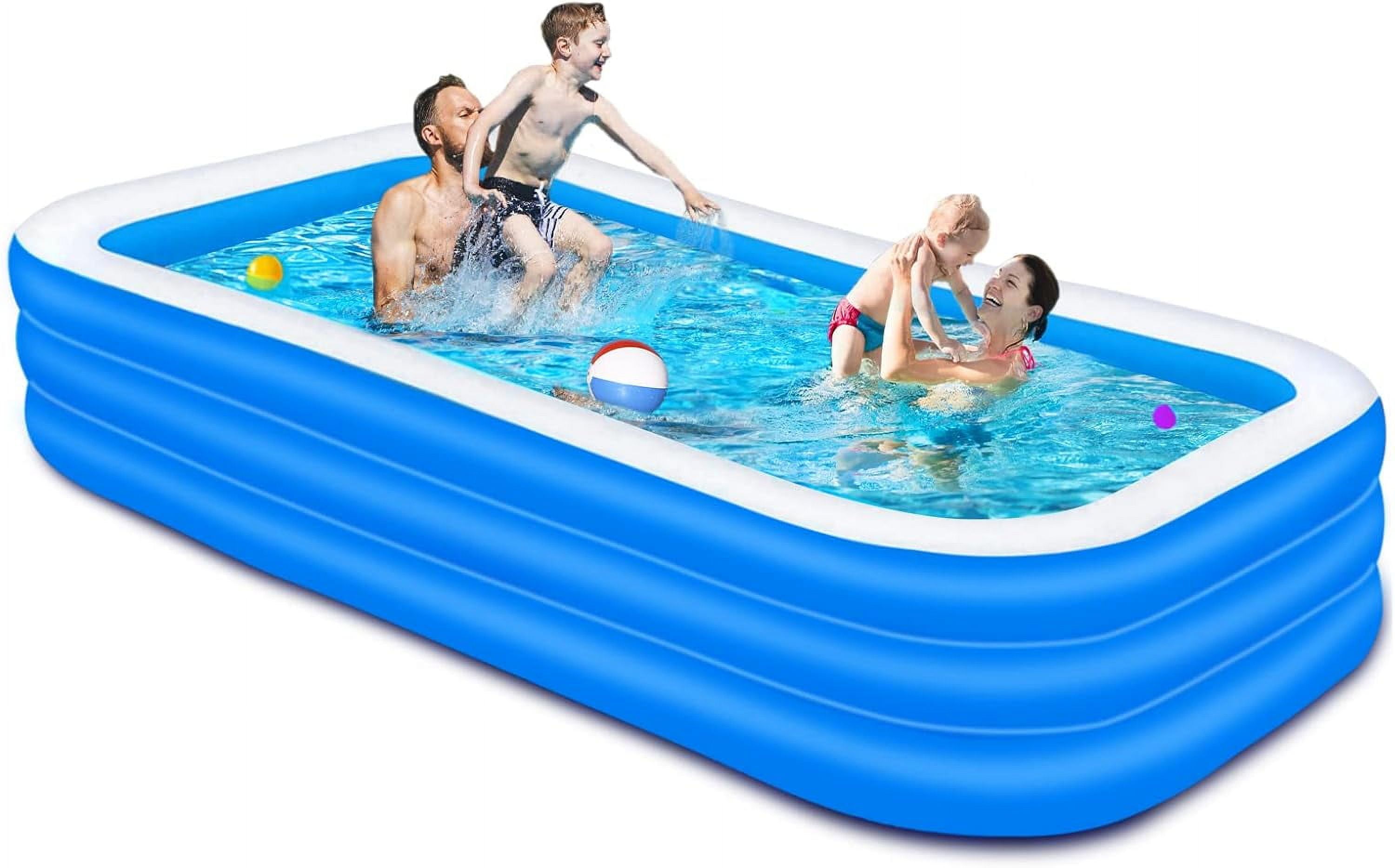 Inflatable Pool for Kids and Adults, 102" x 63" x 22" Family Full-Sized ...