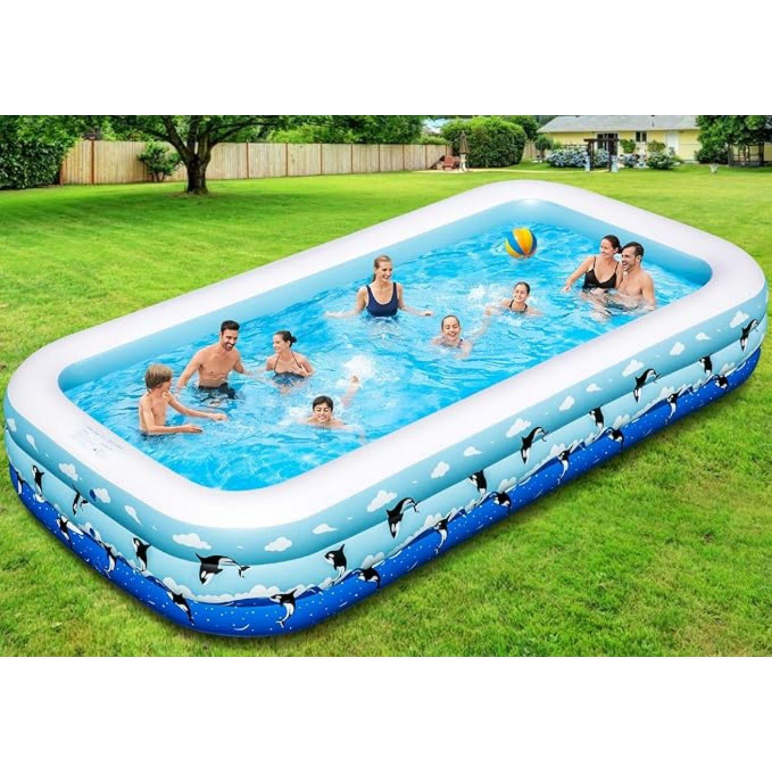 Inflatable Pool for Adults, 145" X 74" X 22" Large Inflatable Swimming ...