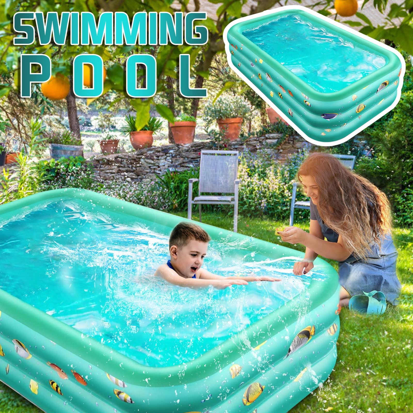 Inflatable Pool for Kids and Adults, Oversized Thickened Family ...