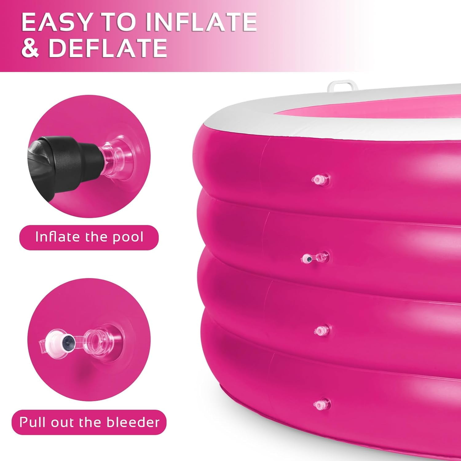 Inflatable Pool, Large Deep Round 70"x30" Family Inflatable Swimming ...