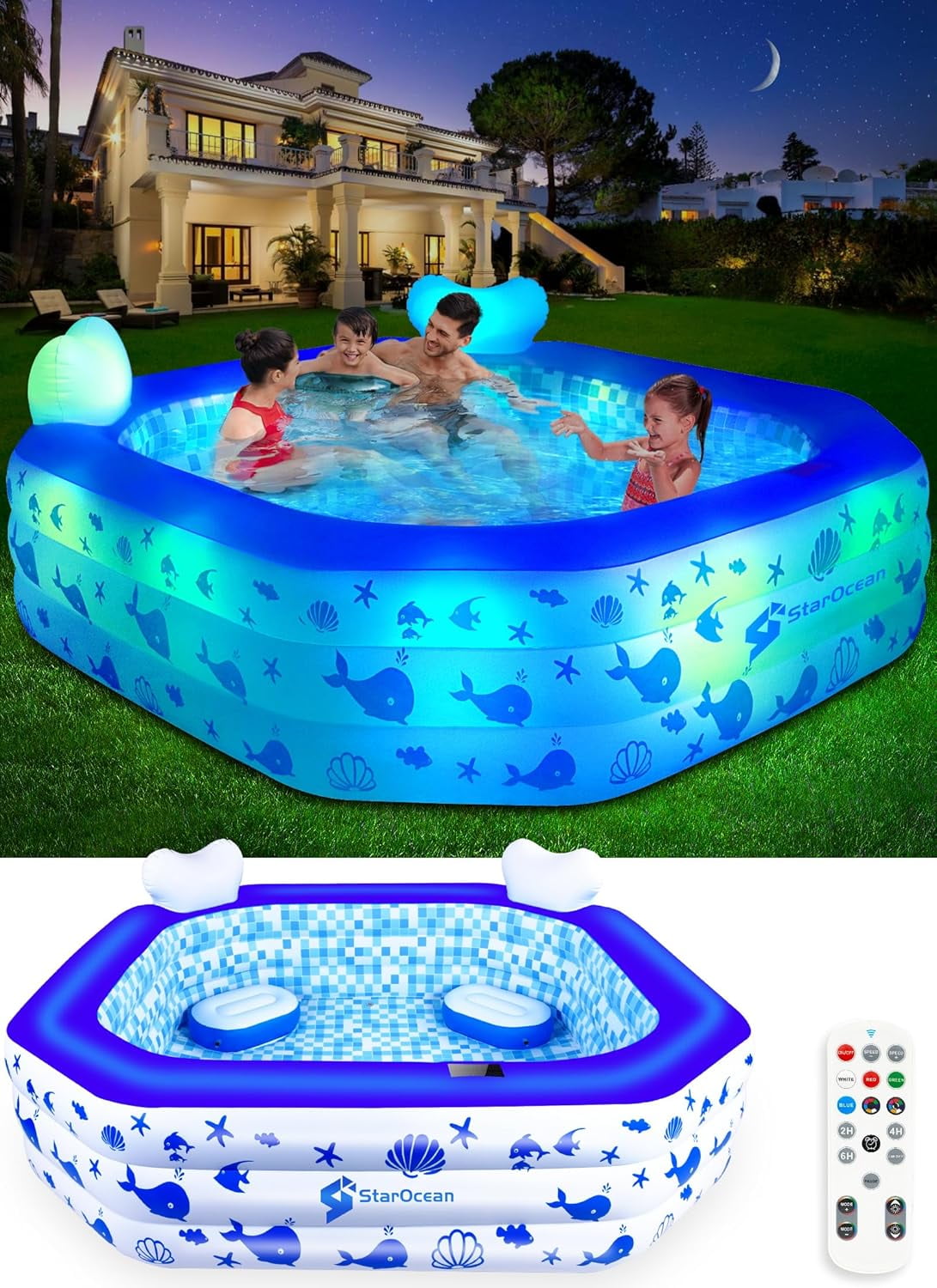 Customer reviews for Inflatable Pool with Lights, Solar Inflatable ...