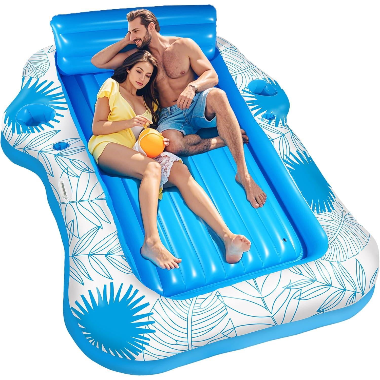 Inflatable Pool Lounger Float for Adults X-Large Beach Sun Tan Tub Pool Lounge Raft Sunbathing ...