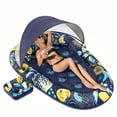 Inflatable Pool Lounger with Canopy, Heavy Duty Adult Pool Float, Cup ...