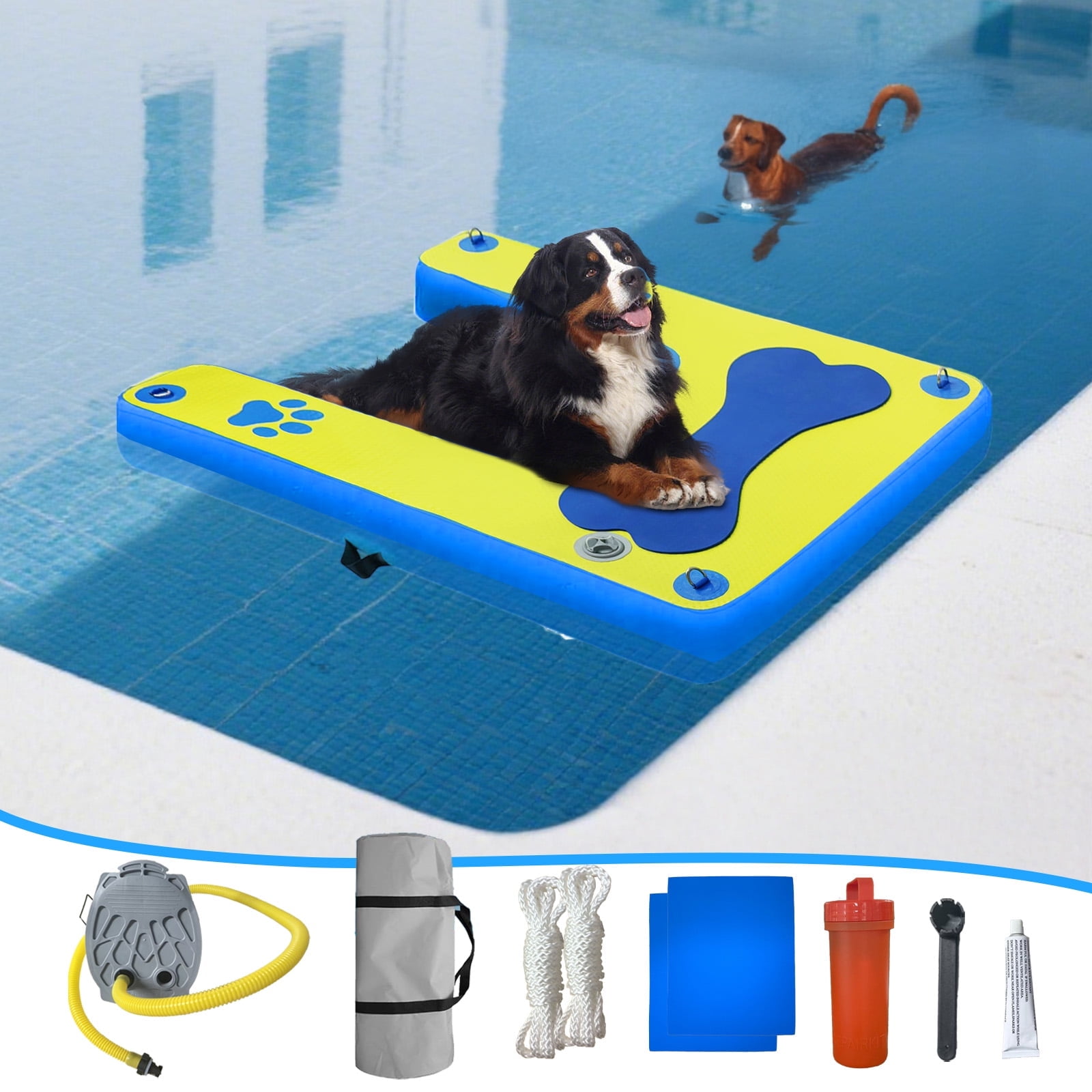 Inflatable Pool Ramp for Large Dogs, Dog Floats for Dock Boat Use, Pet Swimming Pool Escape Ramp ...