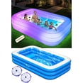 Inflatable Pool with Seat and Pool Lights, Durable Thickened Large Size ...