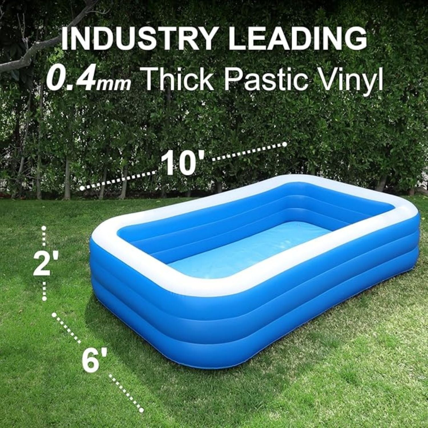 Inflatable Pool for Adults 10' x 6' - Bundle (Ground Tarp and Electric ...