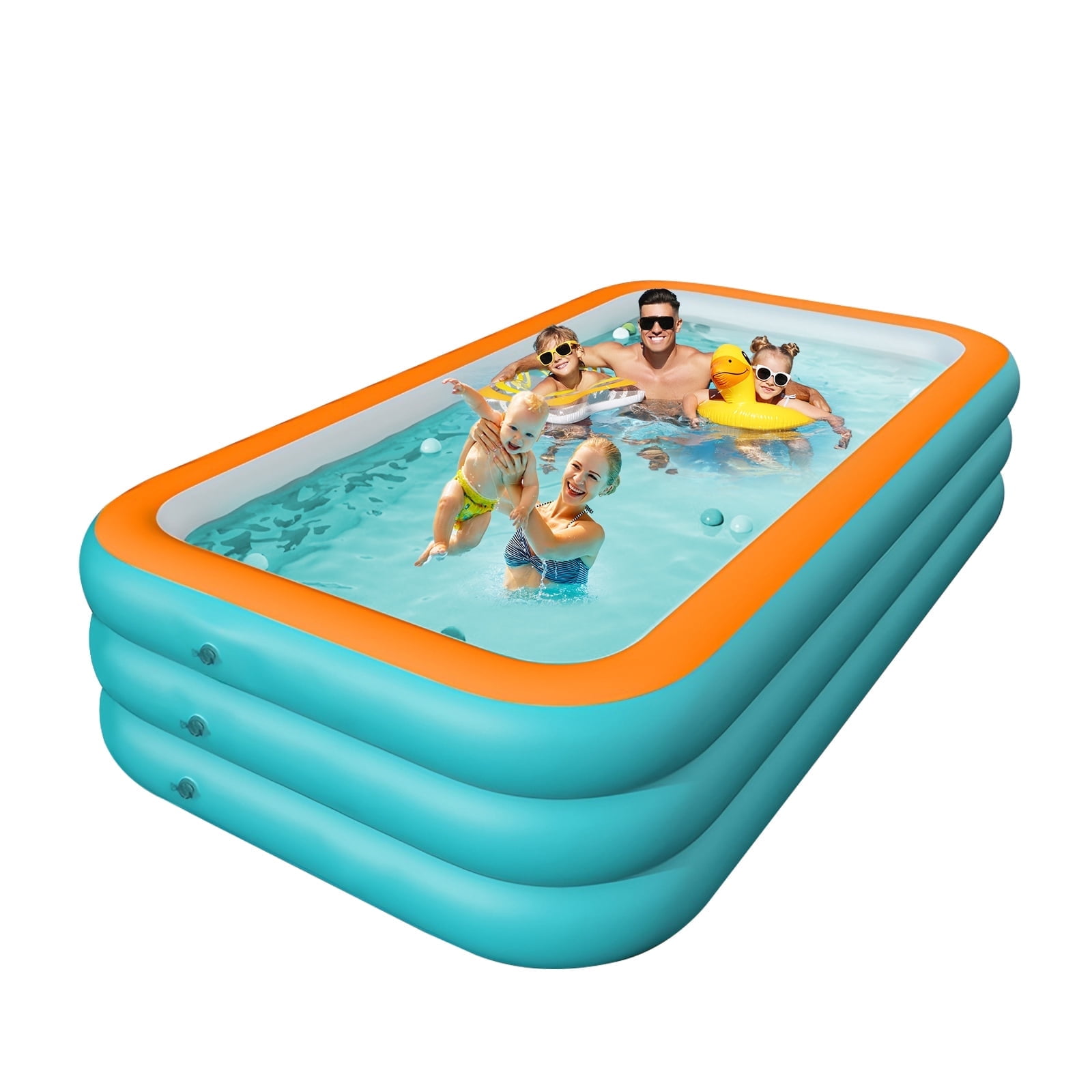 Inflatable Pool for Kids and Adults, 118" X 68" X 23" Thickened Family ...