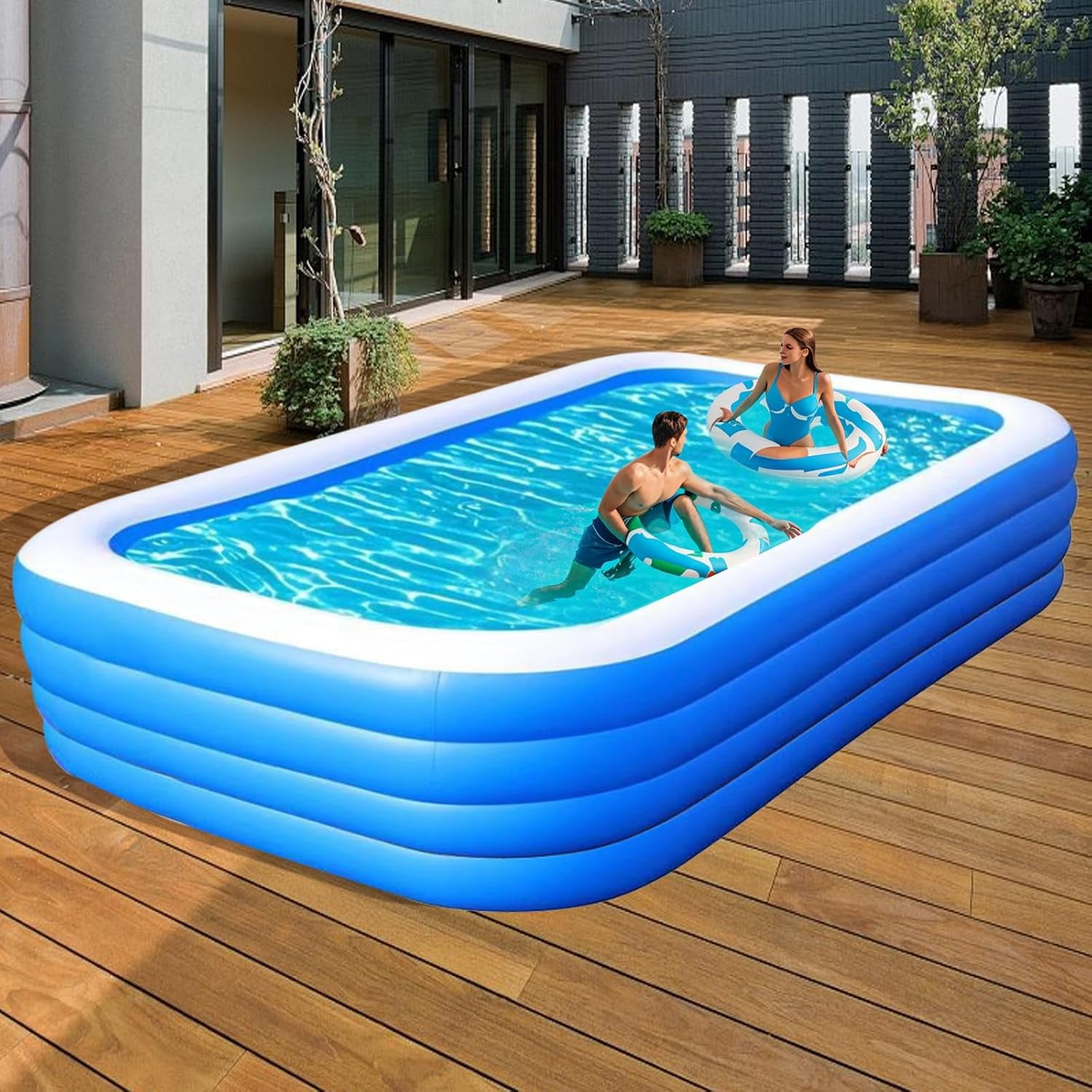 Inflatable Pool for Kids and Adults, Large Family Swimming Pool ...