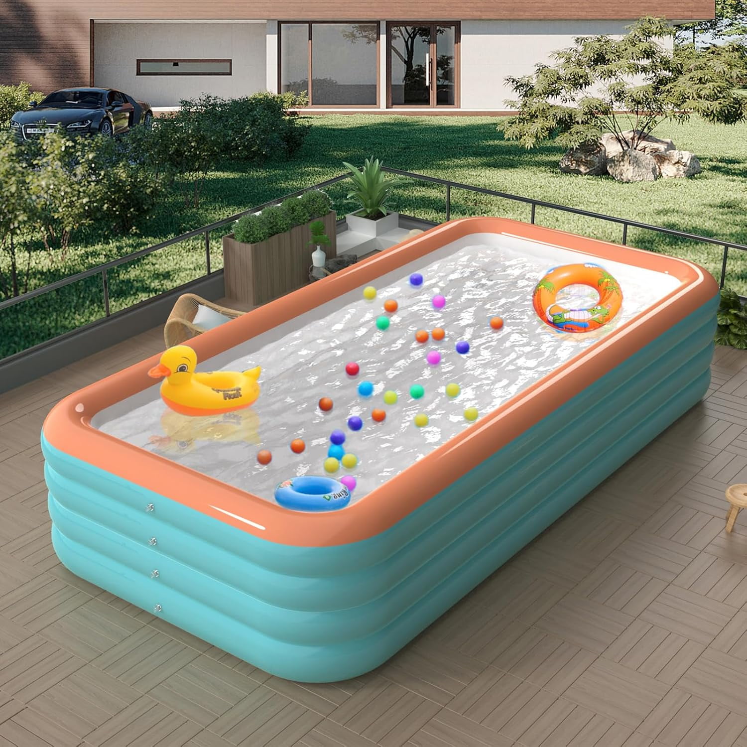 Inflatable Pool for Kids and Adults, Large Family Swimming Pool ...