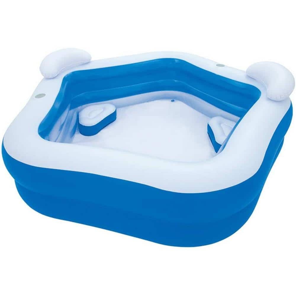 Inflatable Pool with 2 Seats Headrest Cup Holder Family Paddling Pool ...