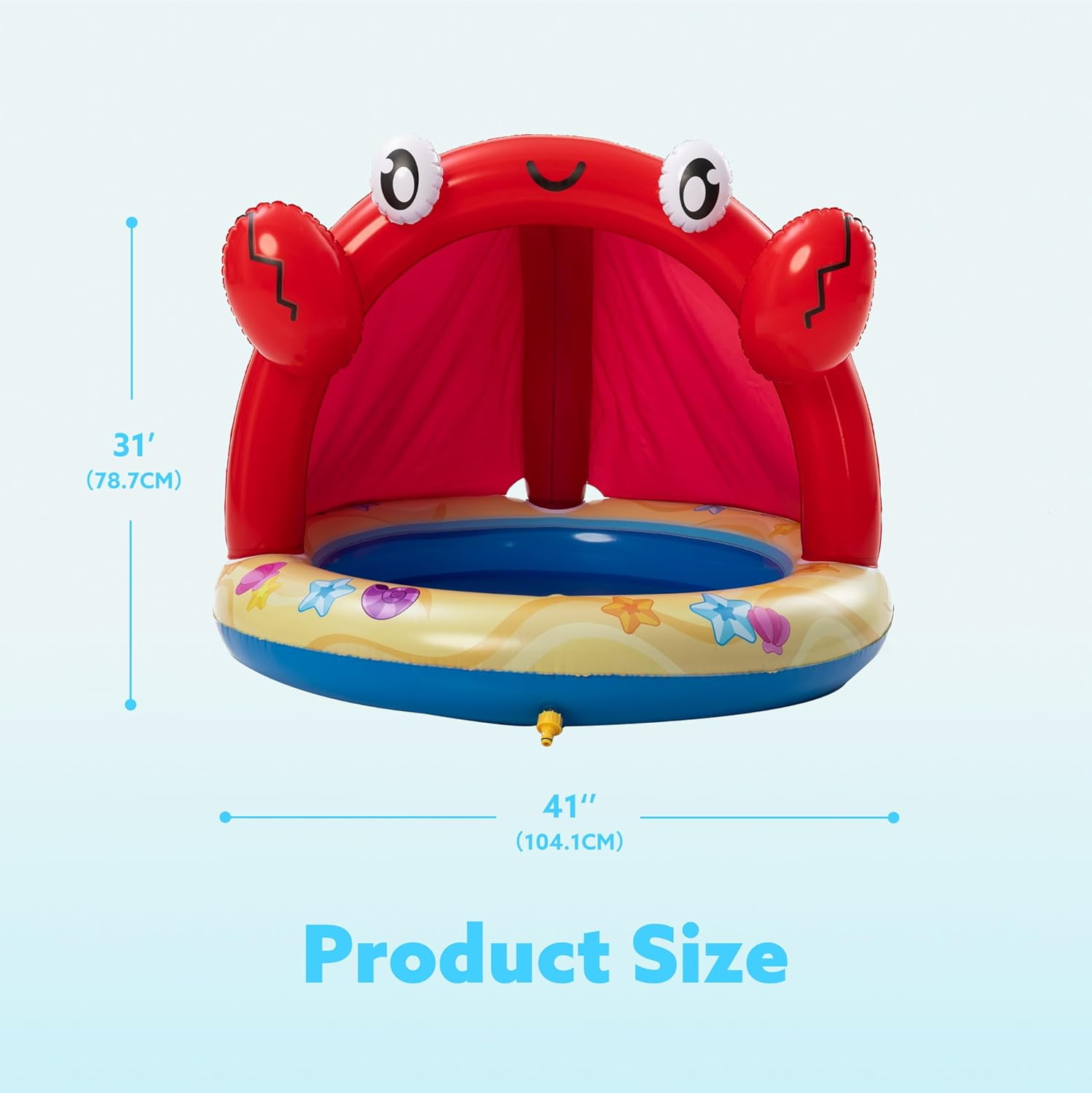 Inflatable Pool with Canopy and Sprinkler for Toddlers, Outdoor Water ...