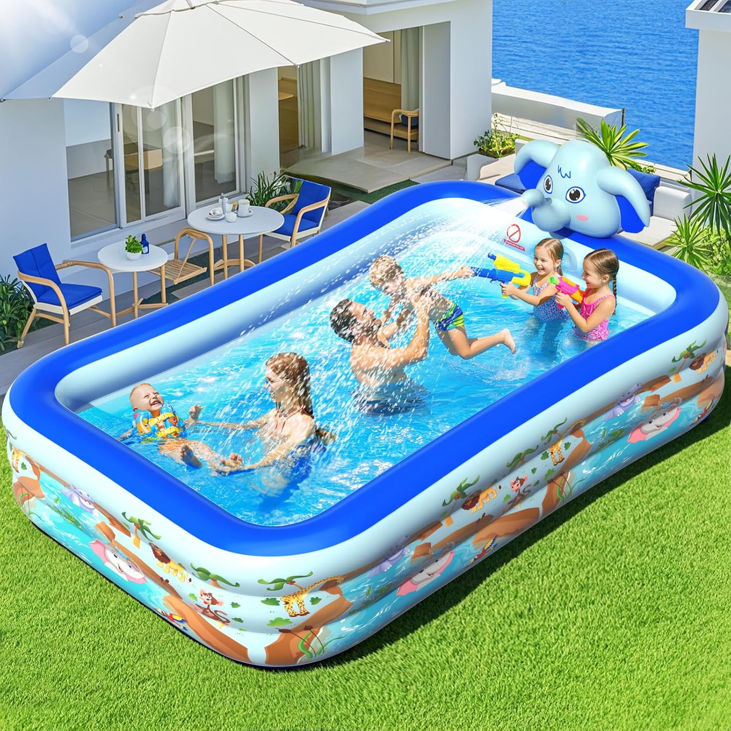 Inflatable Pools with Sprinkler,Elephant Inflatable Swimming Pool,Kids ...