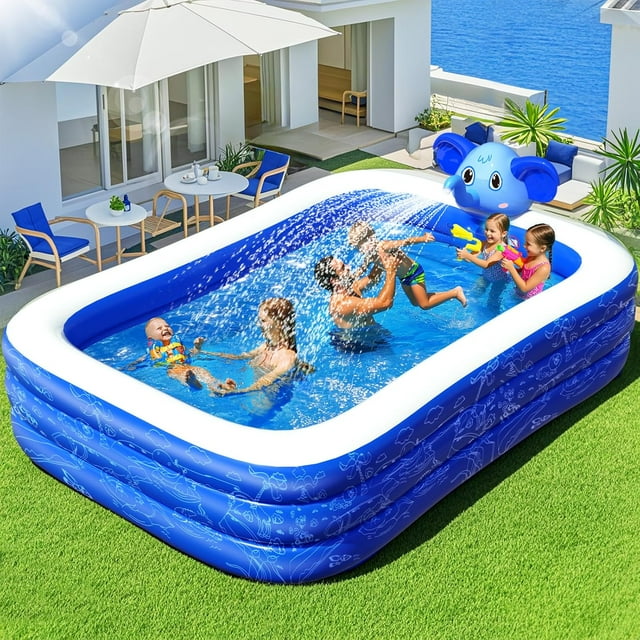 Inflatable Pools with Sprinkler,Upgraded Elephant Inflatable Swimming ...