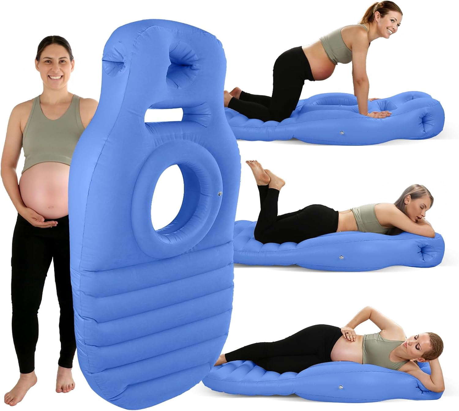 Inflatable Pregnancy Pillow, Full Body Maternity Airbed/Float with Hole ...