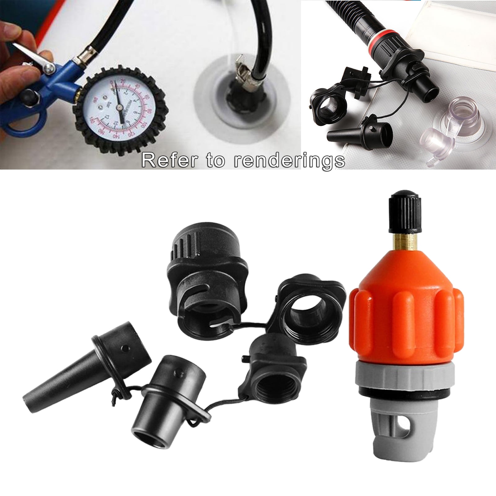 Inflatable Pump Adapter Set - Standard Air Adapter and Orange - Walmart.com