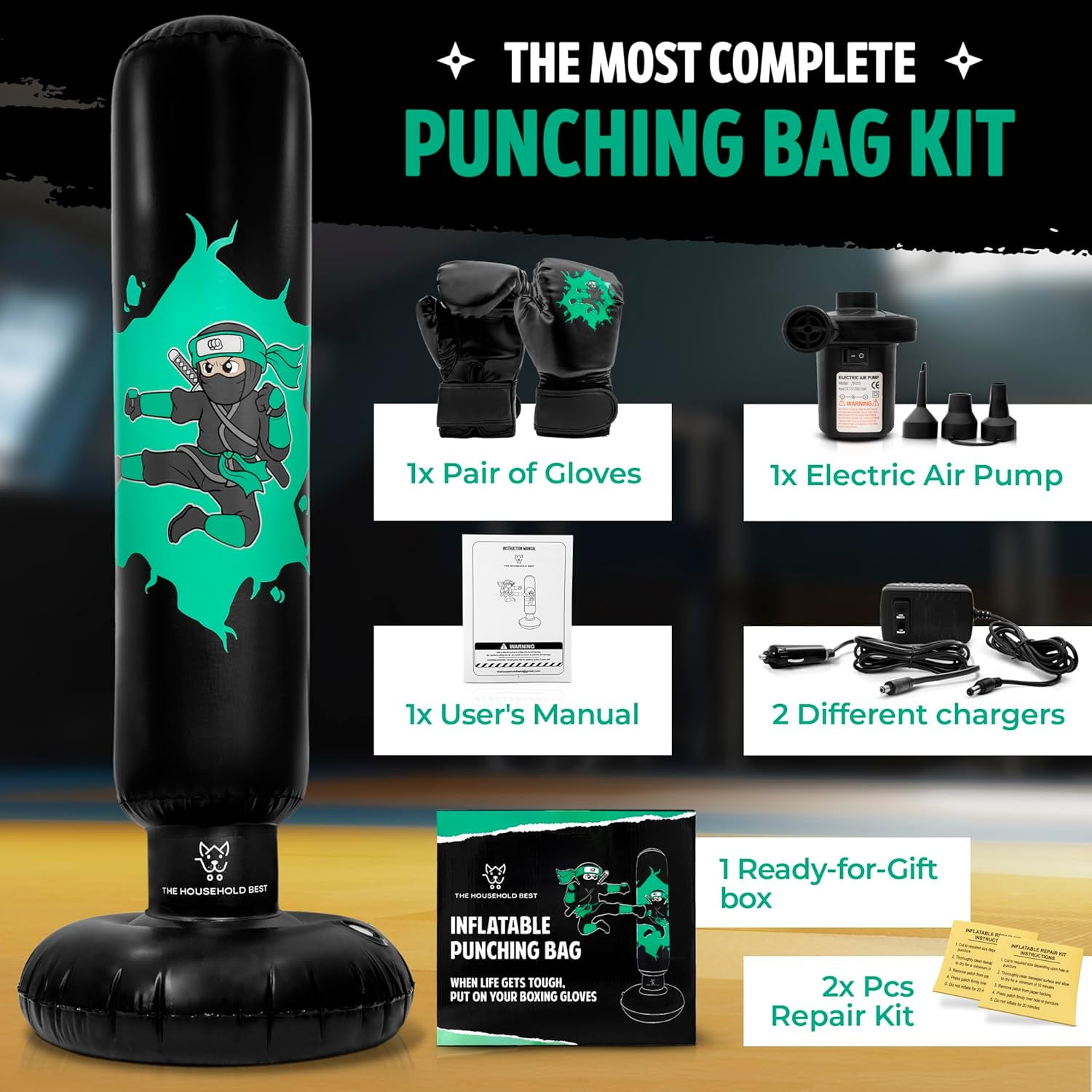 Inflatable Punching Bag Stand with Boxing Gloves for Kids - 63 ...