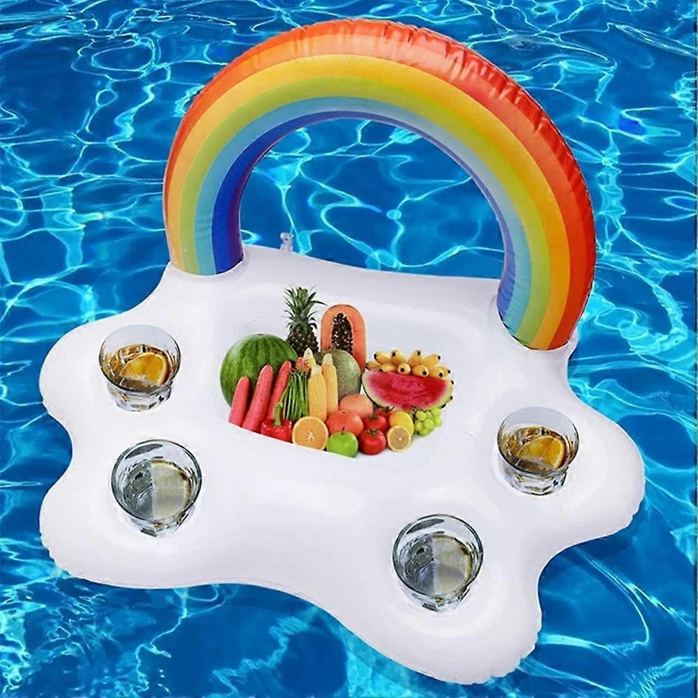 Inflatable Rainbow Cloud Floating Fruit Salad Cup Holder Desktop Bar ...