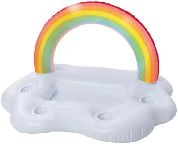 Inflatable Rainbow Drink Floaties for Pool, Summer Pool Ice Serving Bar ...